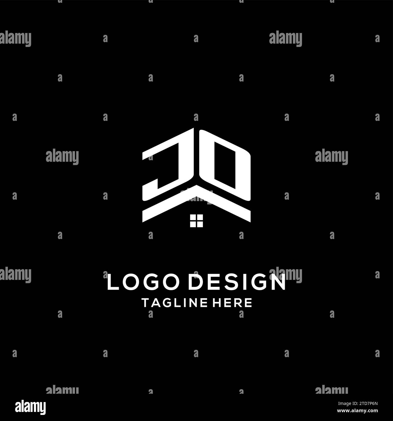 Initial JO logo with abstract home roof, simple and clean real estate ...