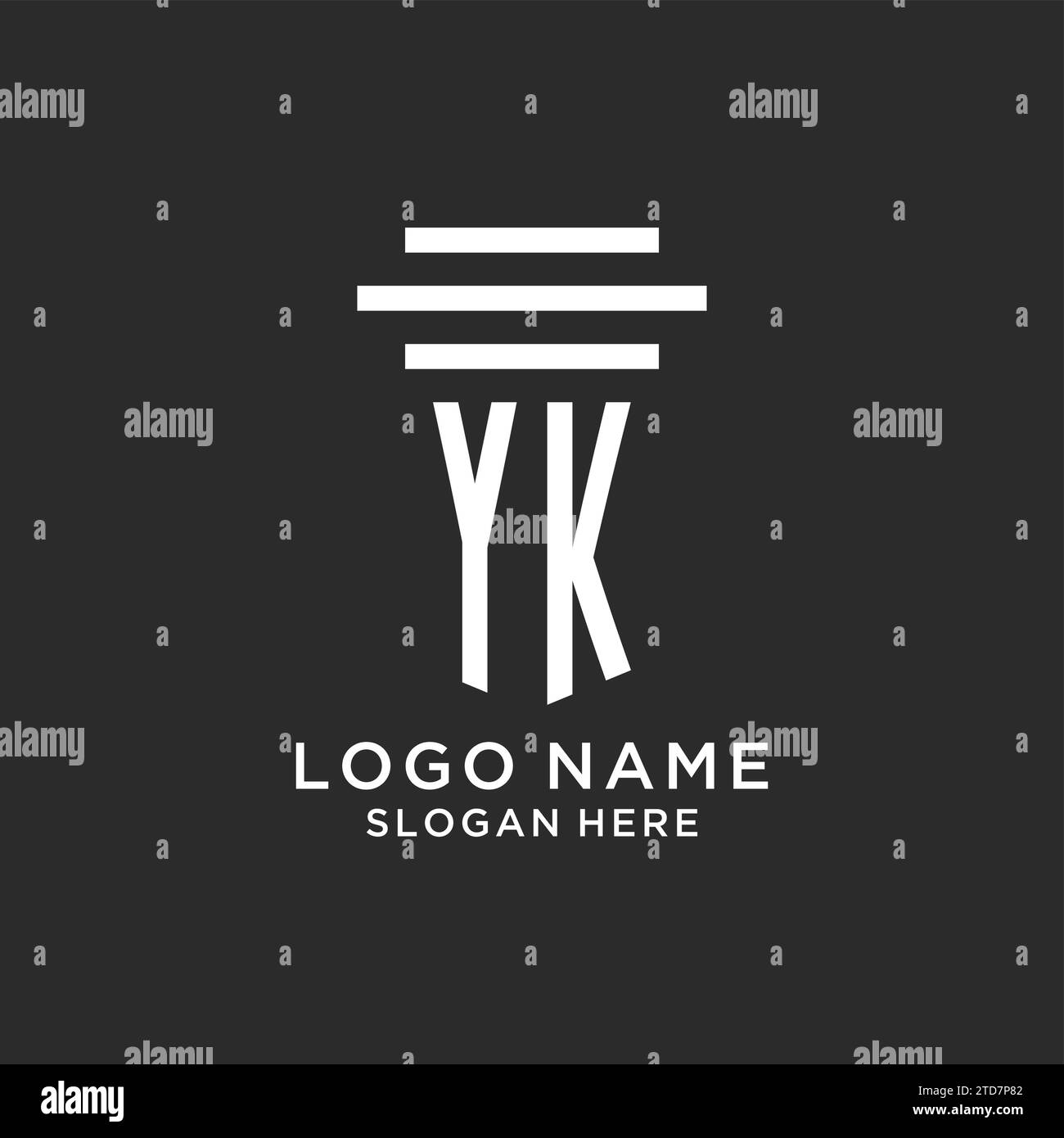 YK initials with simple pillar logo design, creative legal firm logo ...