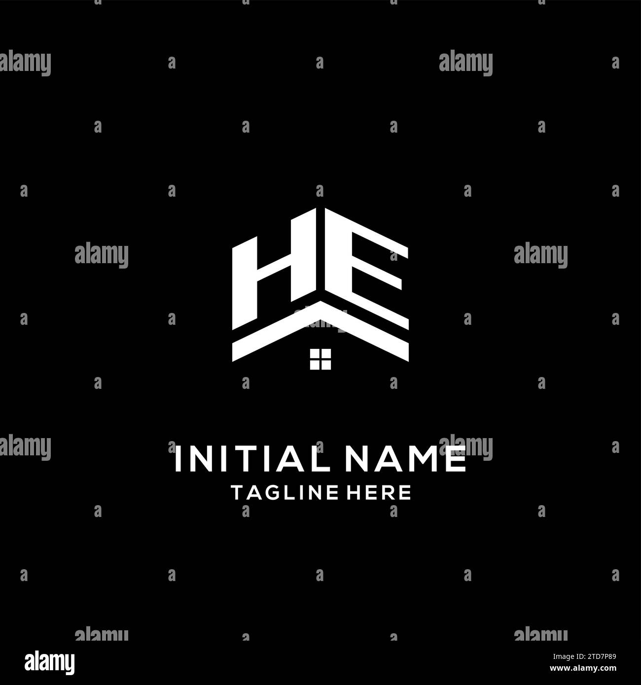 Initial HE logo with abstract home roof, simple and clean real estate ...