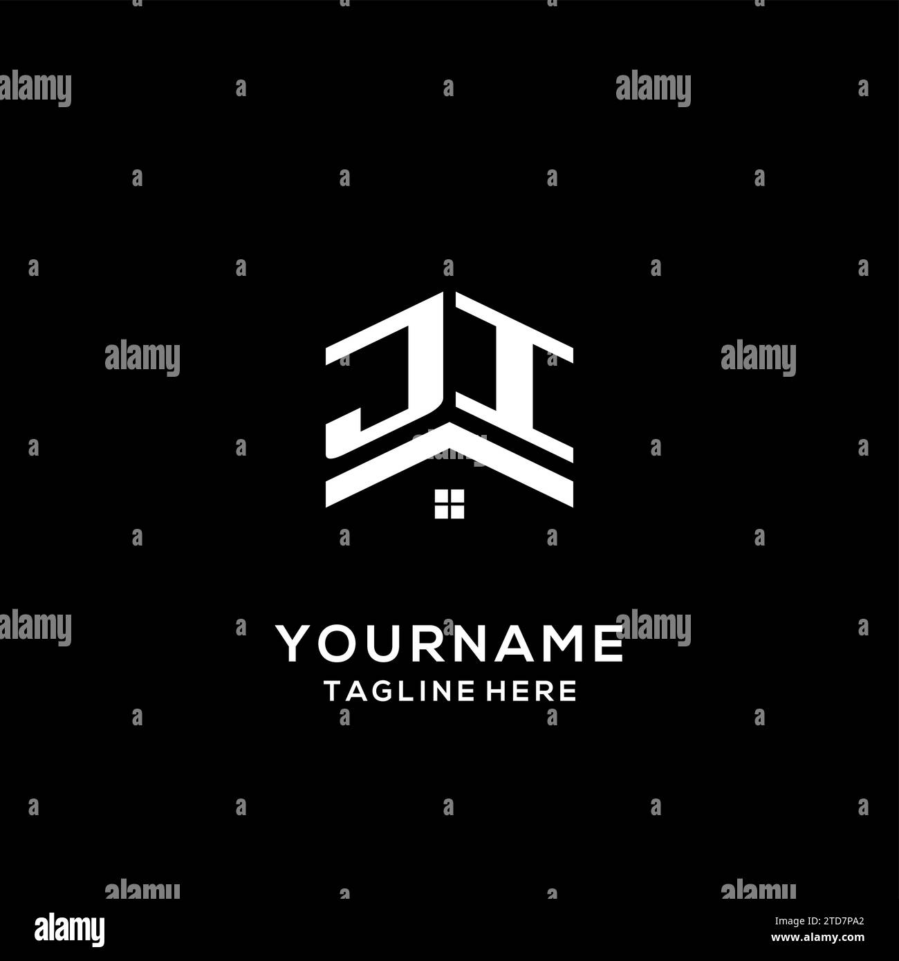 Initial JI logo with abstract home roof, simple and clean real estate ...