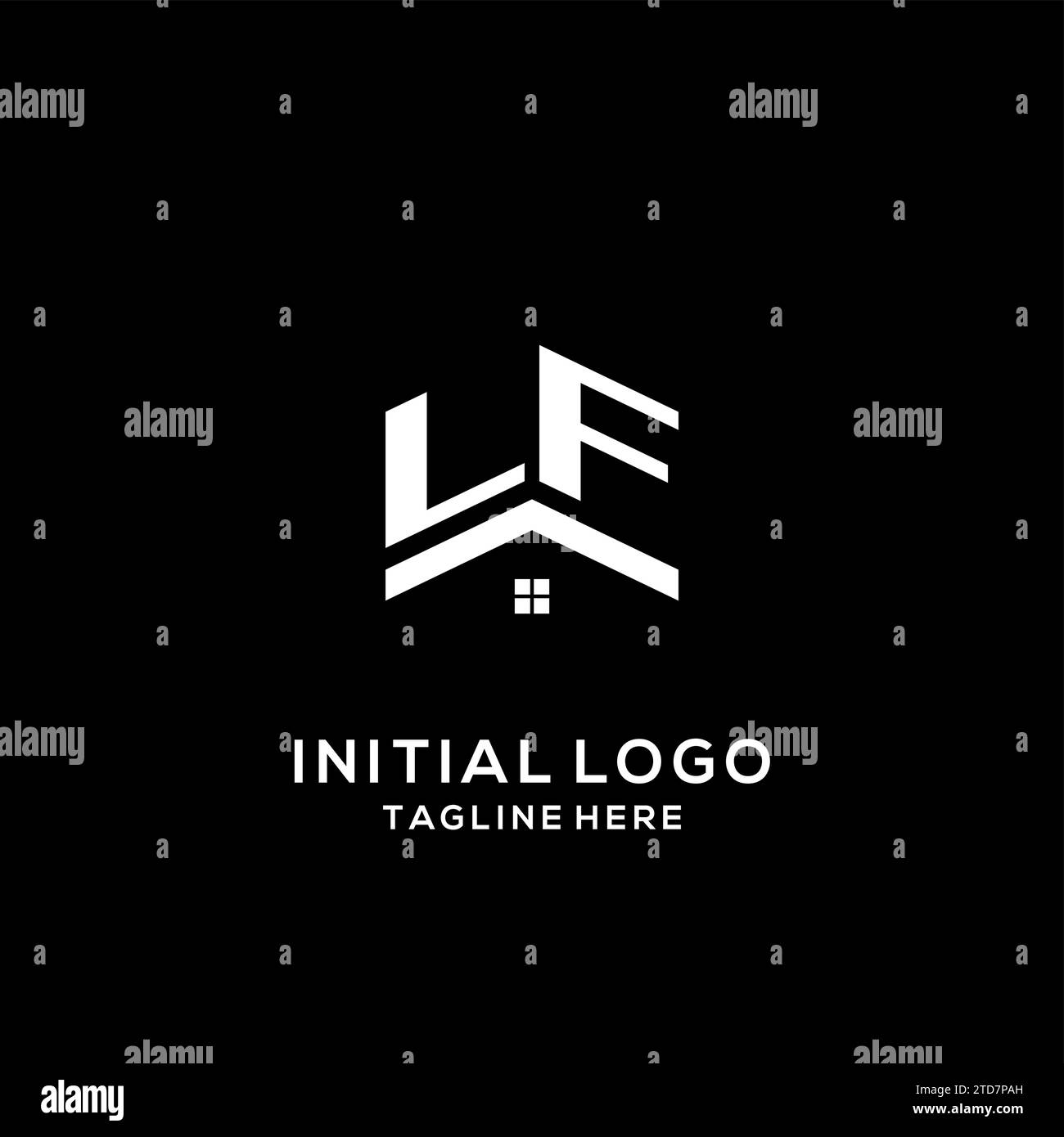 Initial LF logo with abstract home roof, simple and clean real estate ...