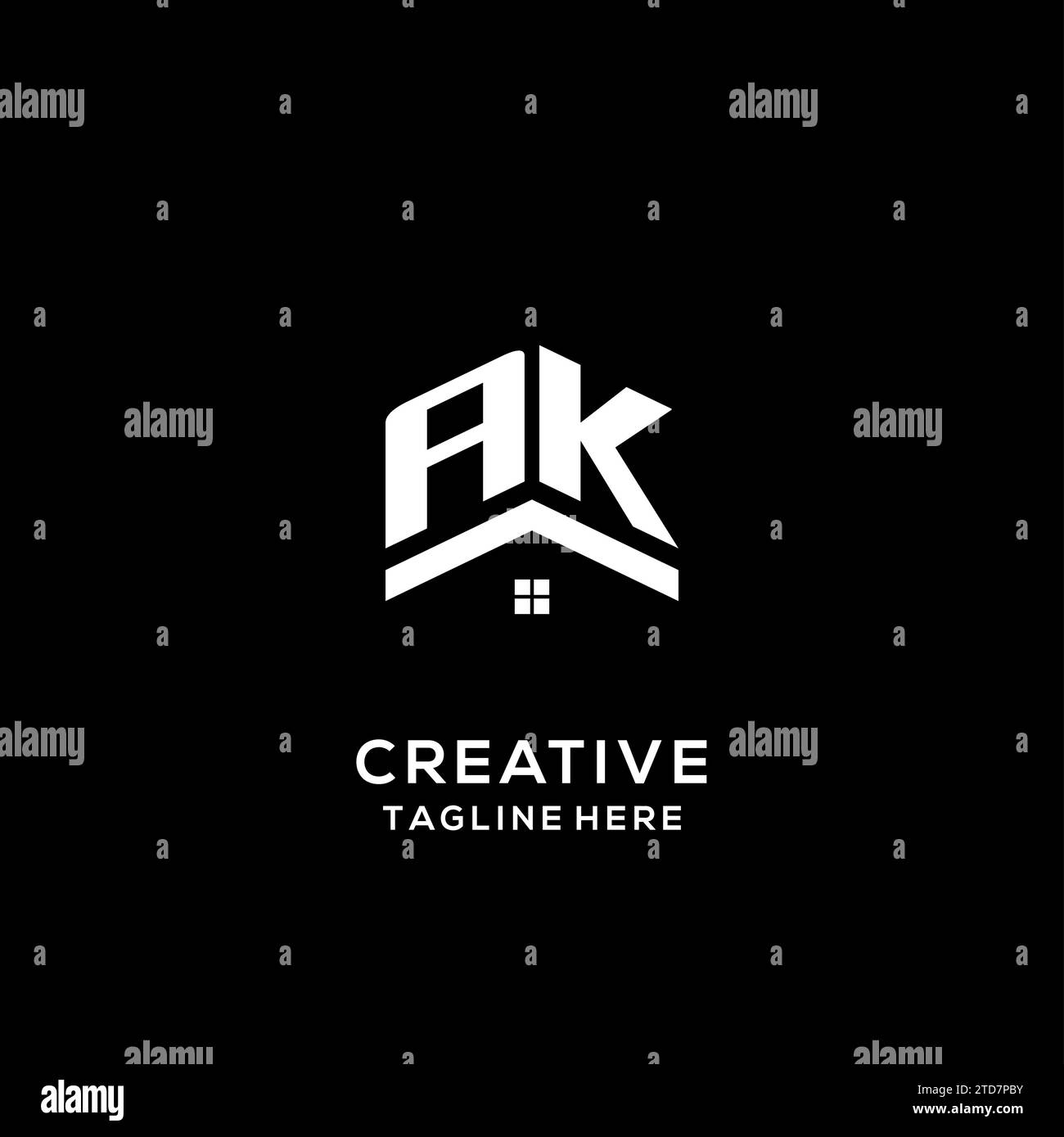 Initial AK logo with abstract home roof, simple and clean real estate ...