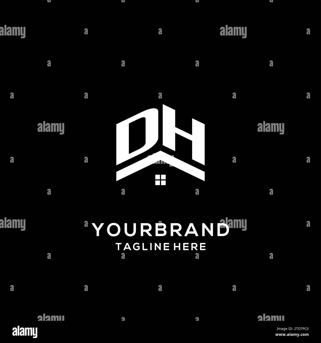 Initial DH logo with abstract home roof, simple and clean real estate ...