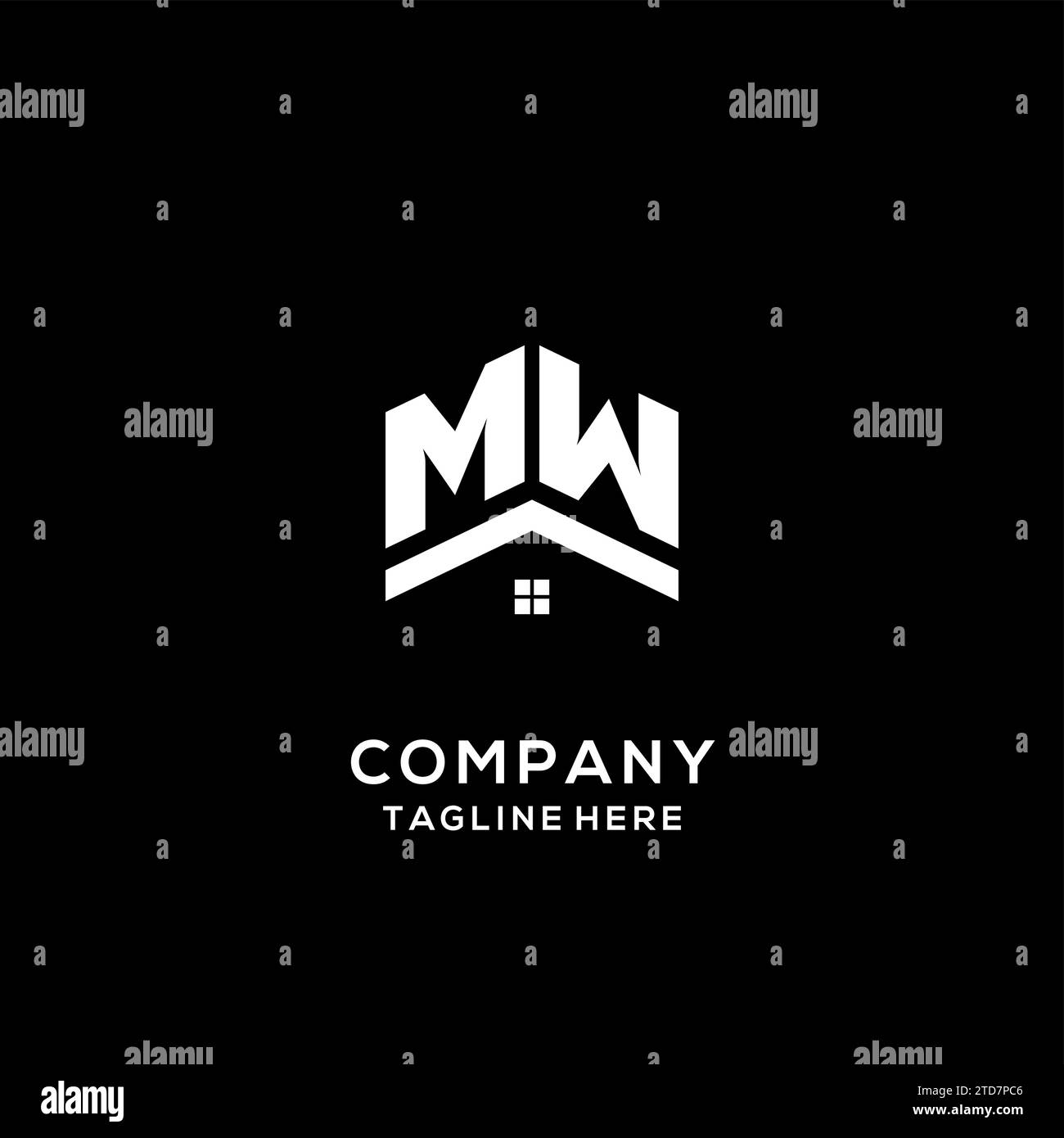 Initial MW logo with abstract home roof, simple and clean real estate ...