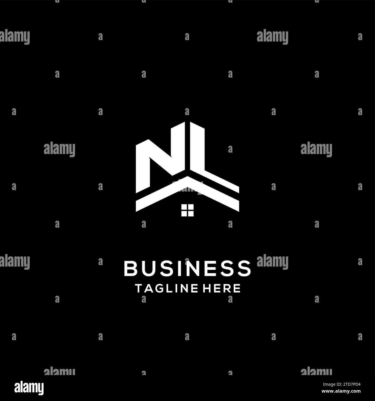 Initial NL logo with abstract home roof, simple and clean real estate ...