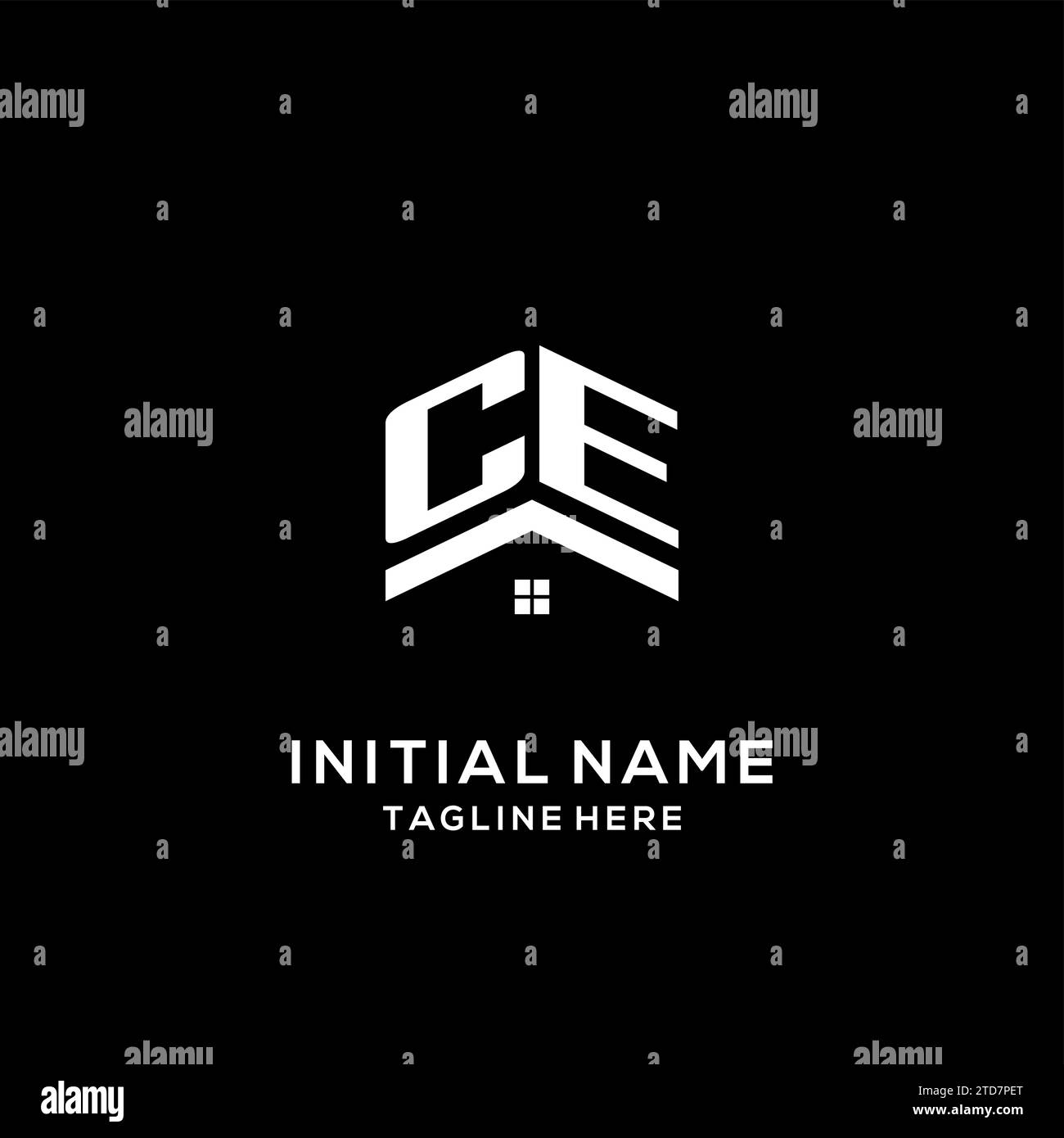 Initial CE logo with abstract home roof, simple and clean real estate ...
