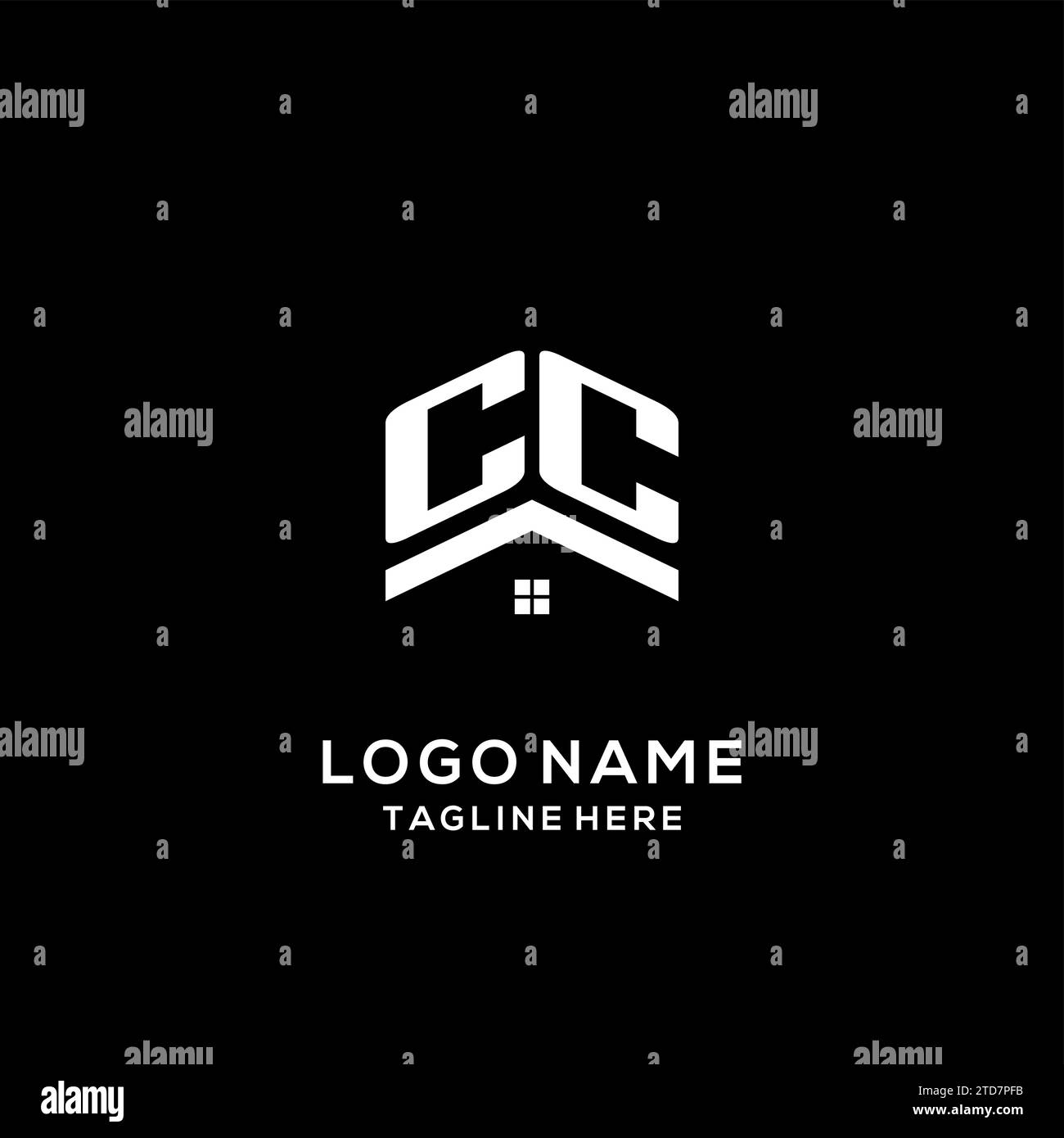 Initial CC logo with abstract home roof, simple and clean real estate ...
