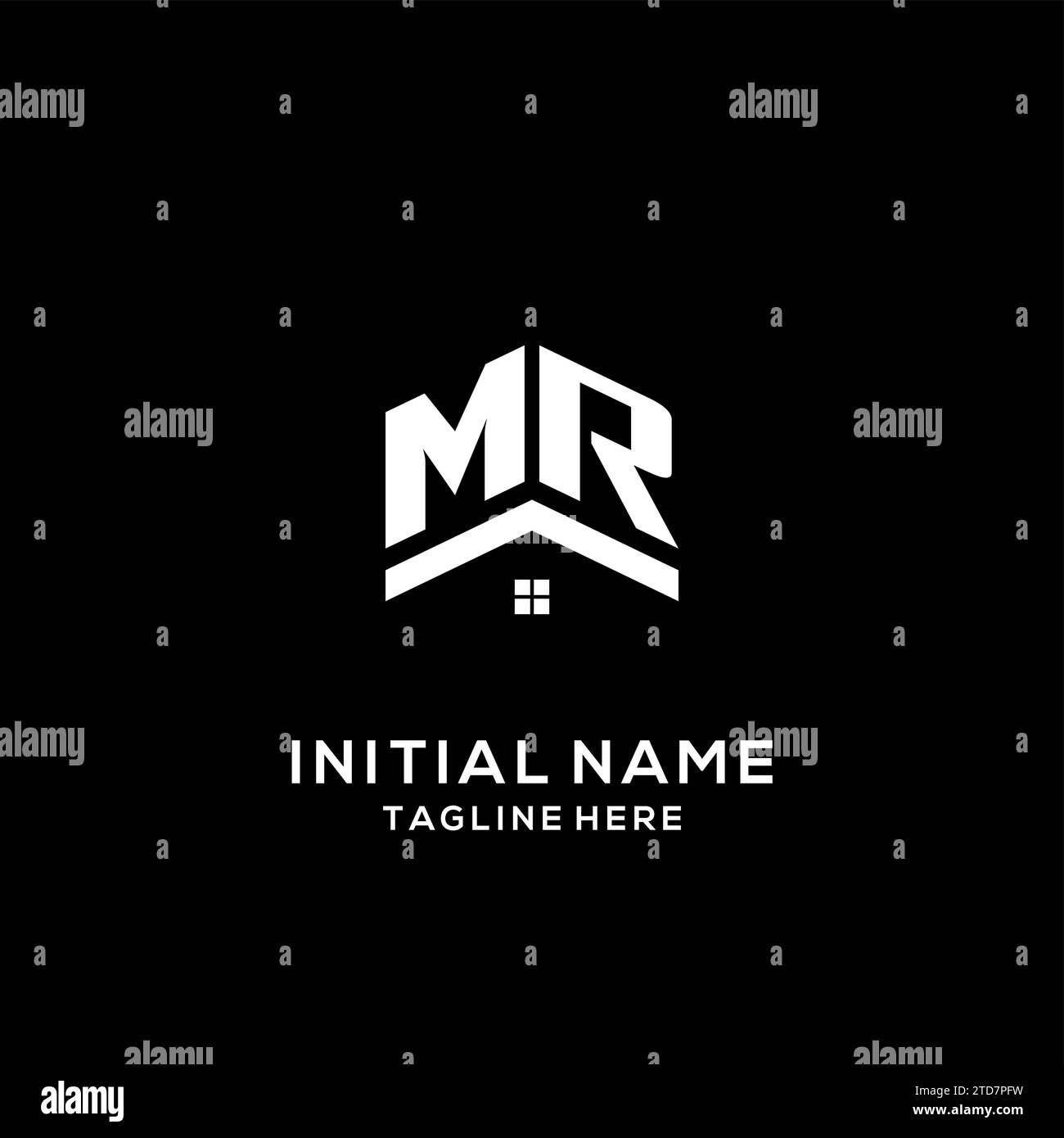 Initial MR logo with abstract home roof, simple and clean real estate ...