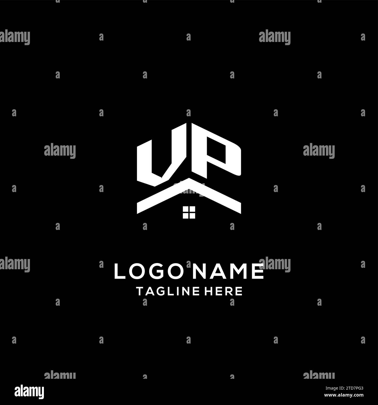 Initial VP logo with abstract home roof, simple and clean real estate ...