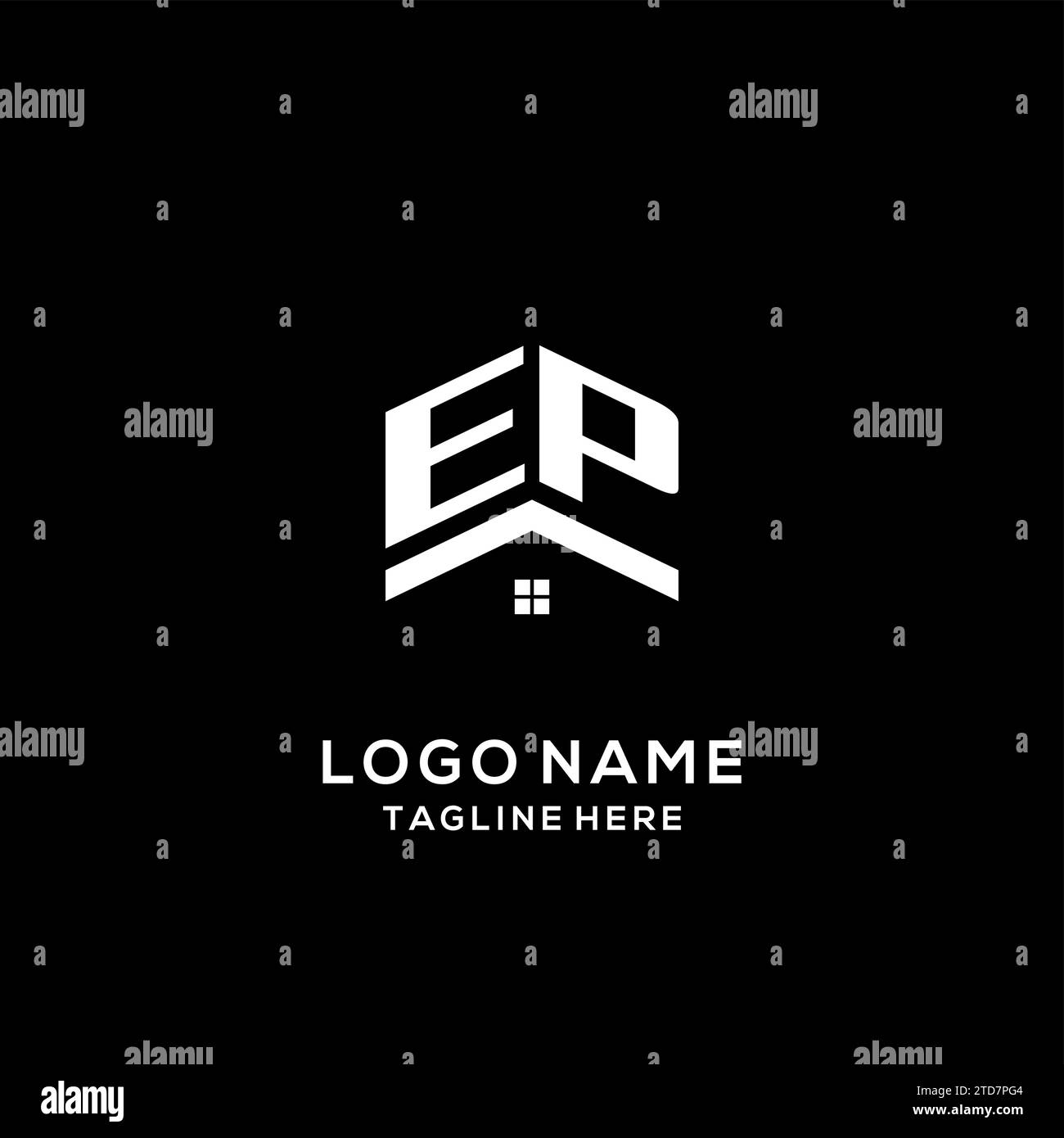 Initial EP logo with abstract home roof, simple and clean real estate ...