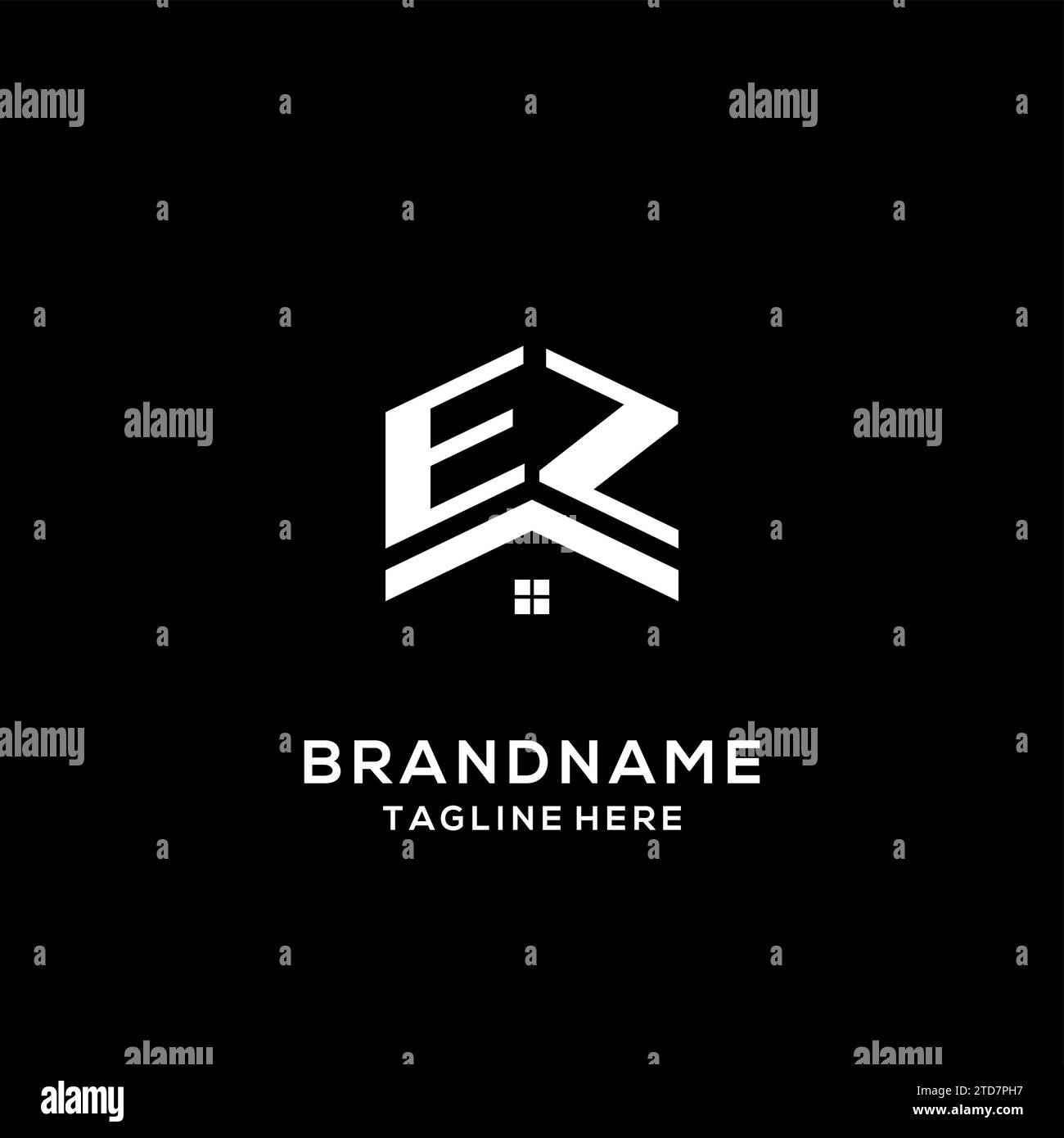 Initial EZ logo with abstract home roof, simple and clean real estate ...