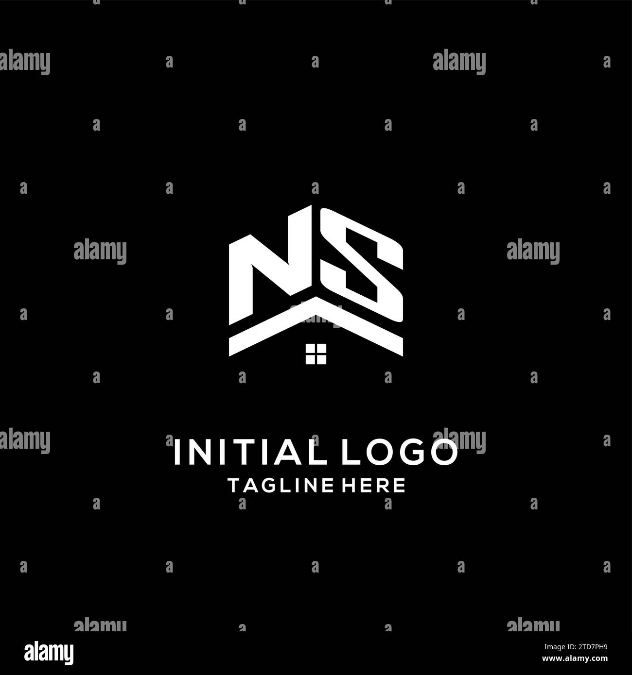 Initial NS logo with abstract home roof, simple and clean real estate ...