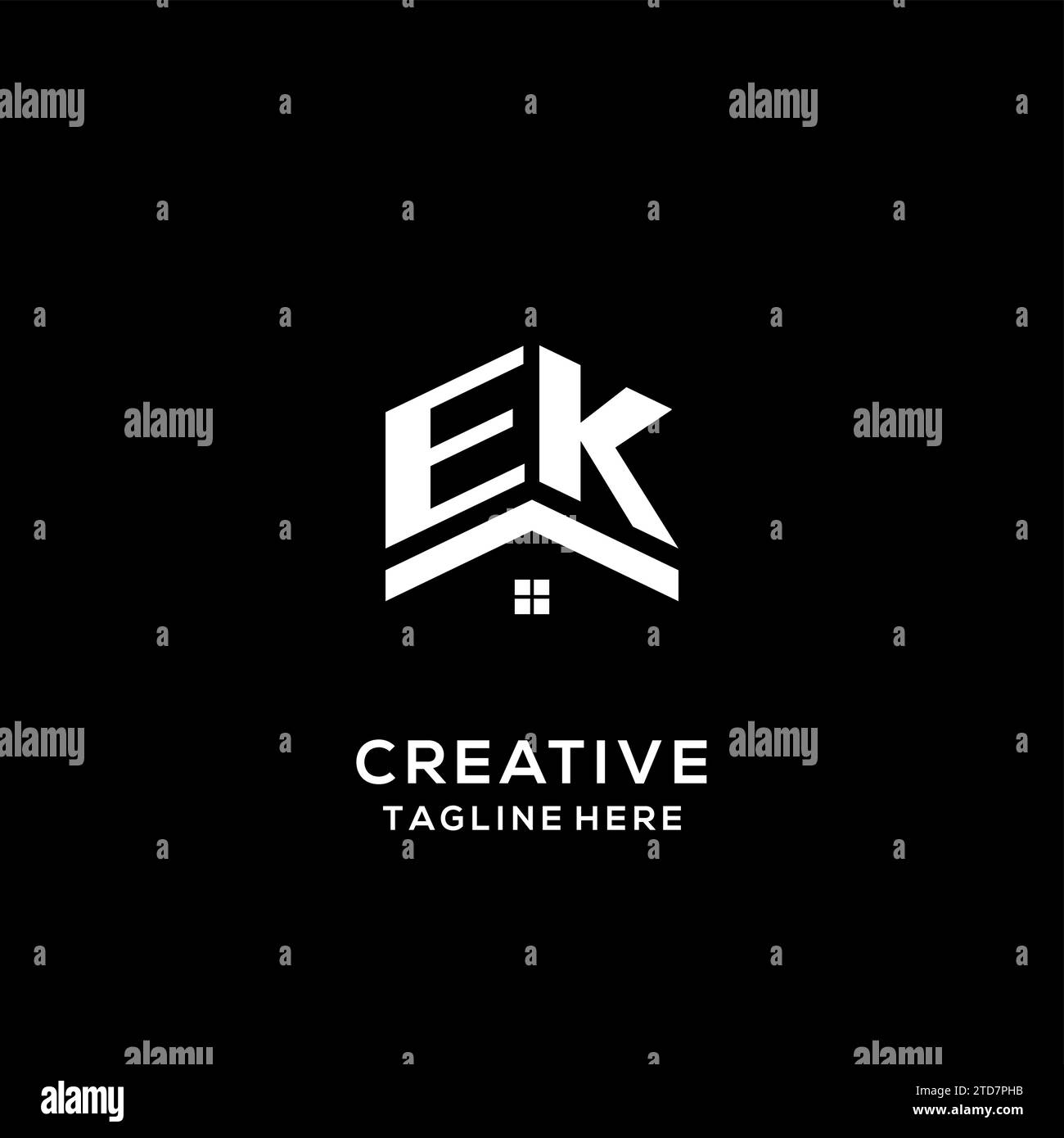 Initial EK logo with abstract home roof, simple and clean real estate ...