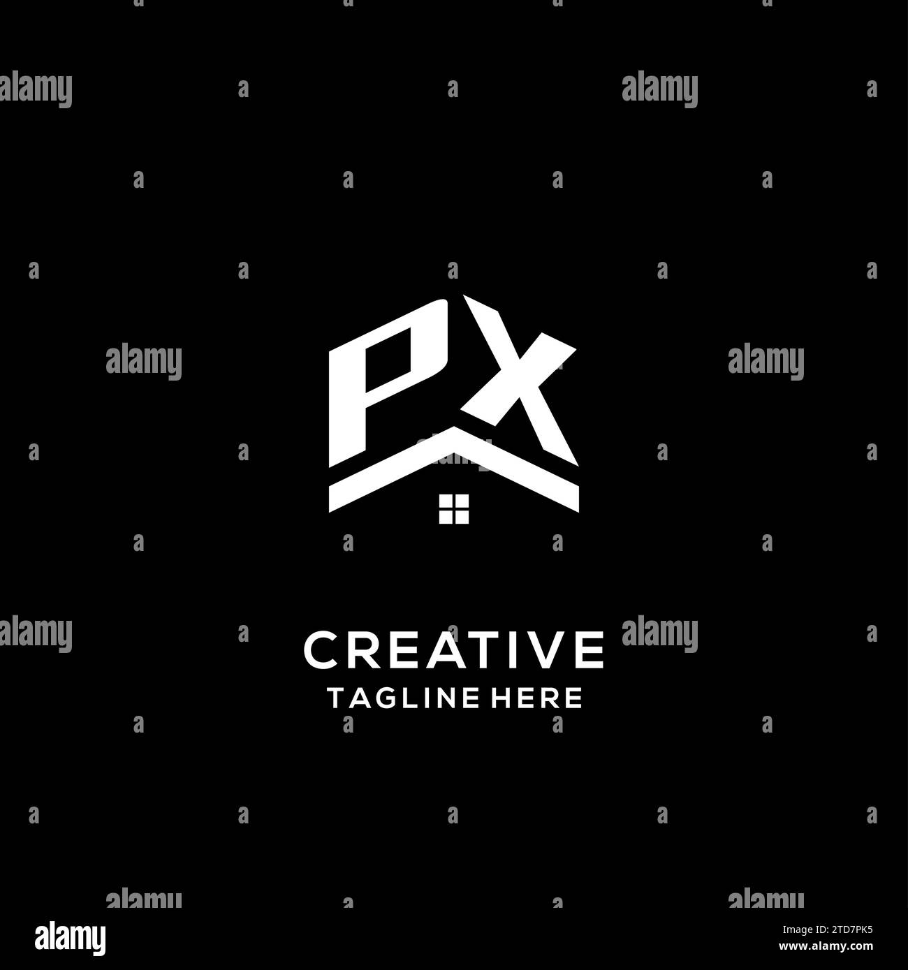 Initial PX logo with abstract home roof, simple and clean real estate ...