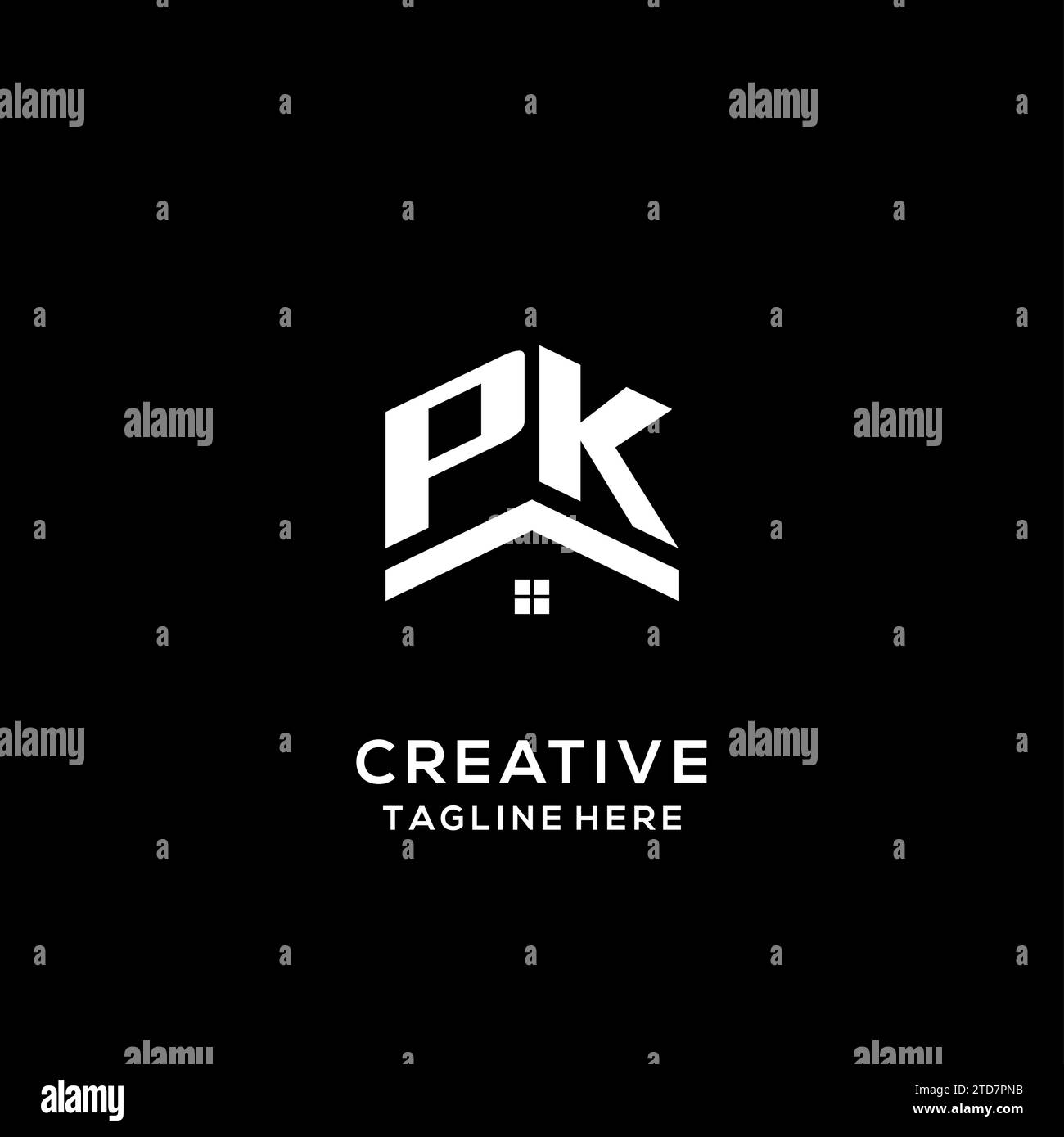 Initial PK logo with abstract home roof, simple and clean real estate ...