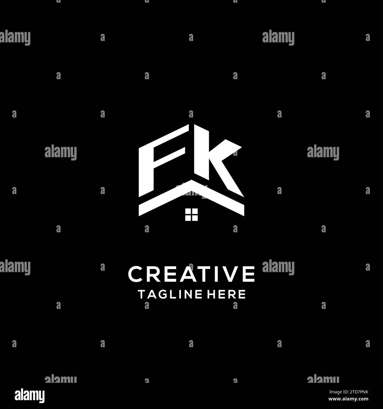 Initial FK logo with abstract home roof, simple and clean real estate ...
