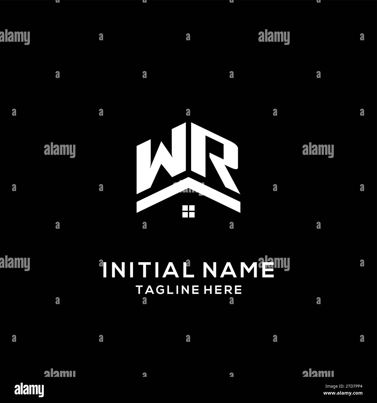 Initial WR logo with abstract home roof, simple and clean real estate ...