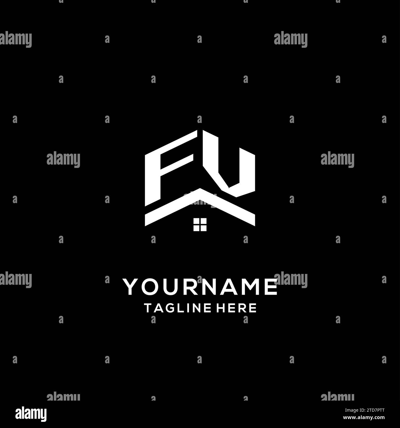 Initial FV logo with abstract home roof, simple and clean real estate ...