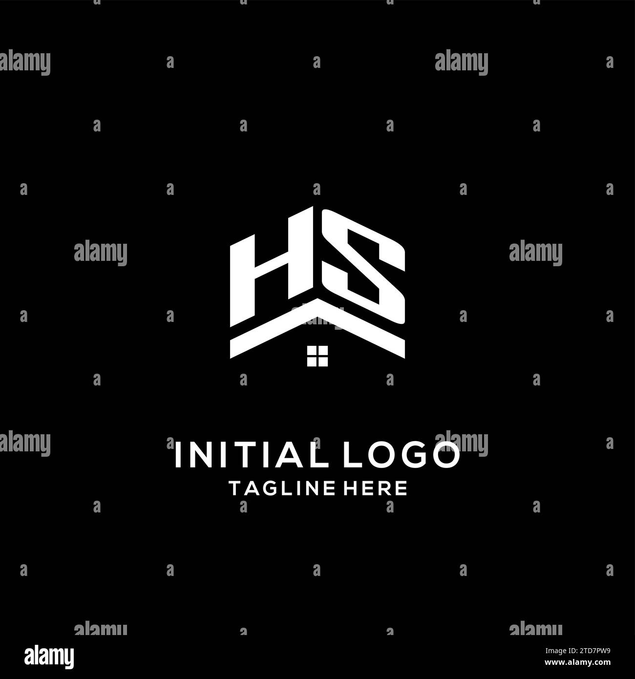 Initial HS logo with abstract home roof, simple and clean real estate ...