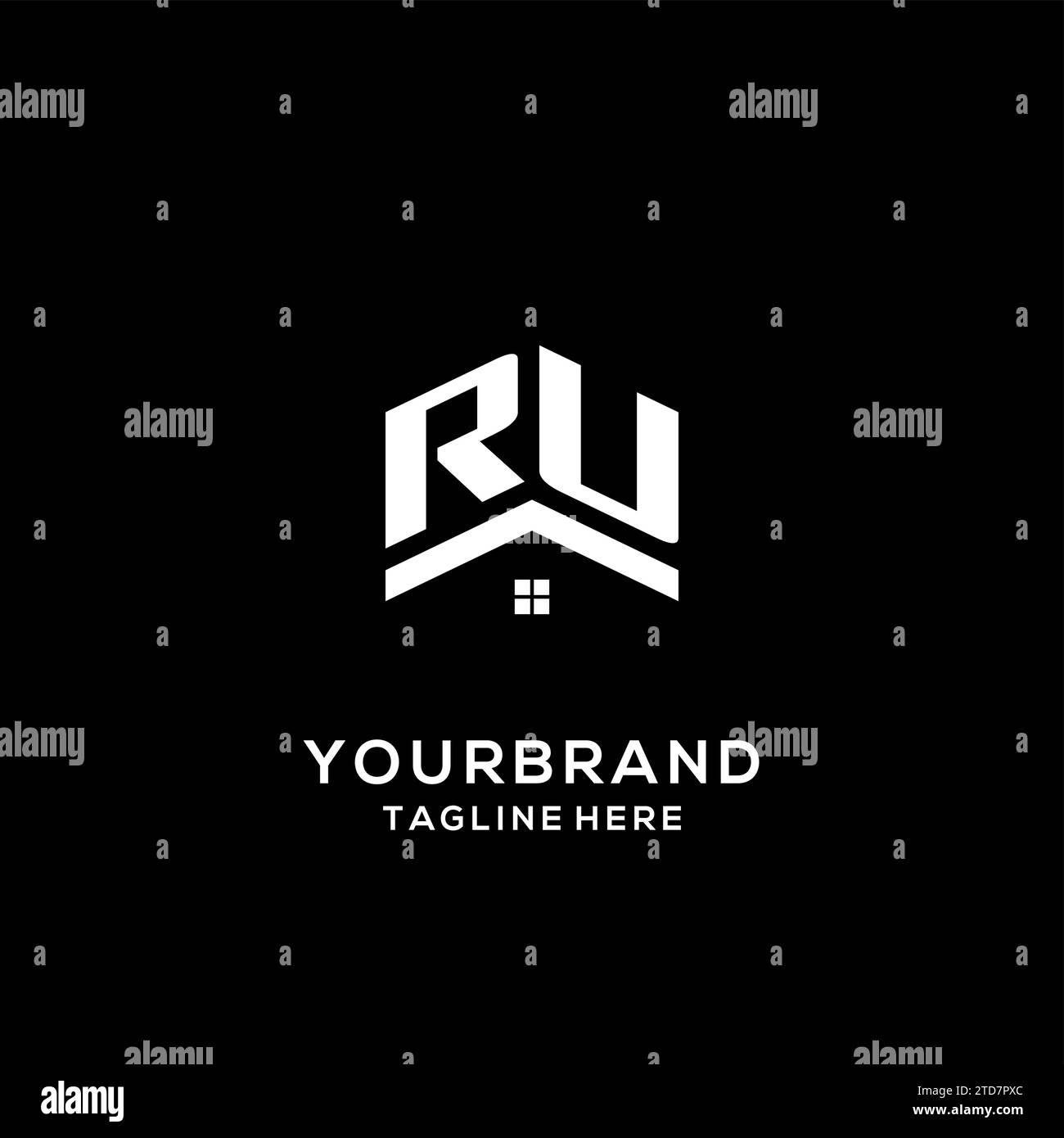 Initial RU logo with abstract home roof, simple and clean real estate ...