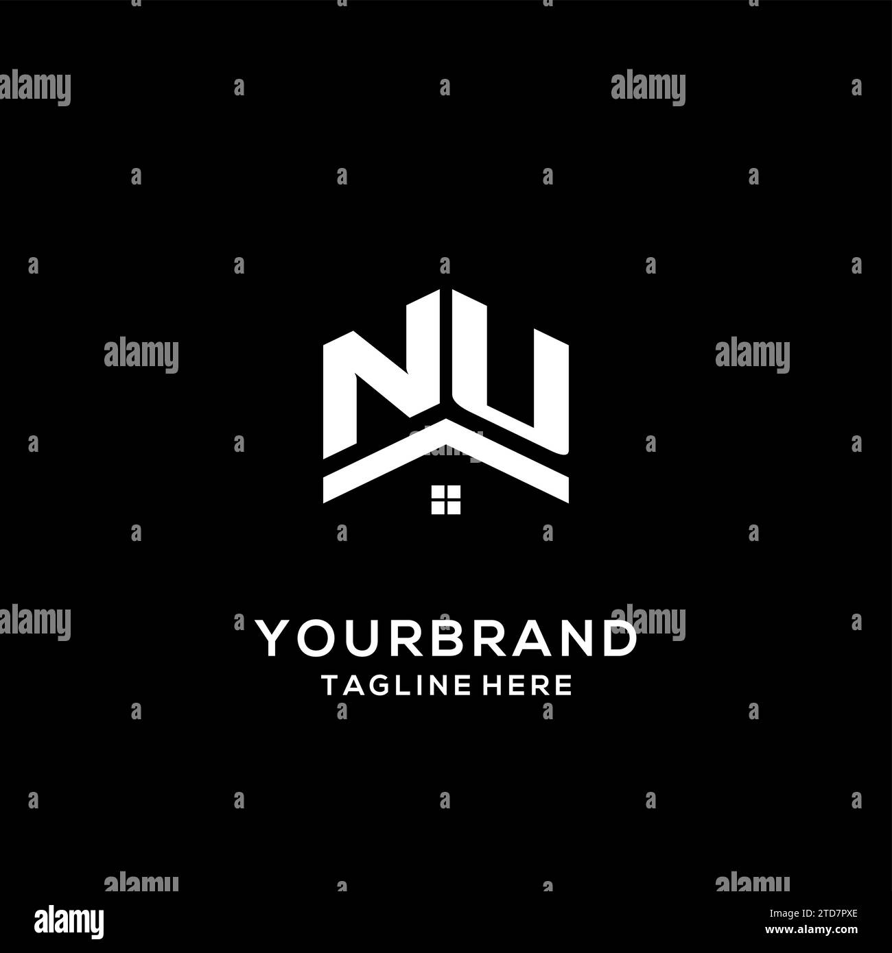 Initial NU logo with abstract home roof, simple and clean real estate ...