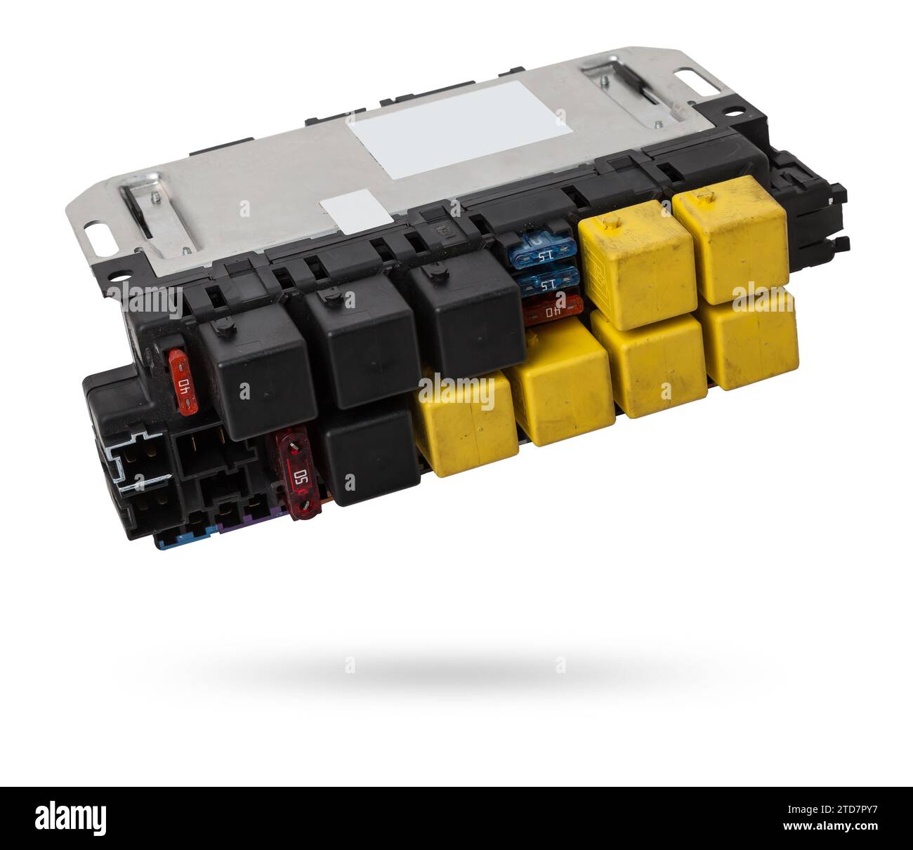 Fuse box and black relay in the car's electrical circuit during vehicle ...