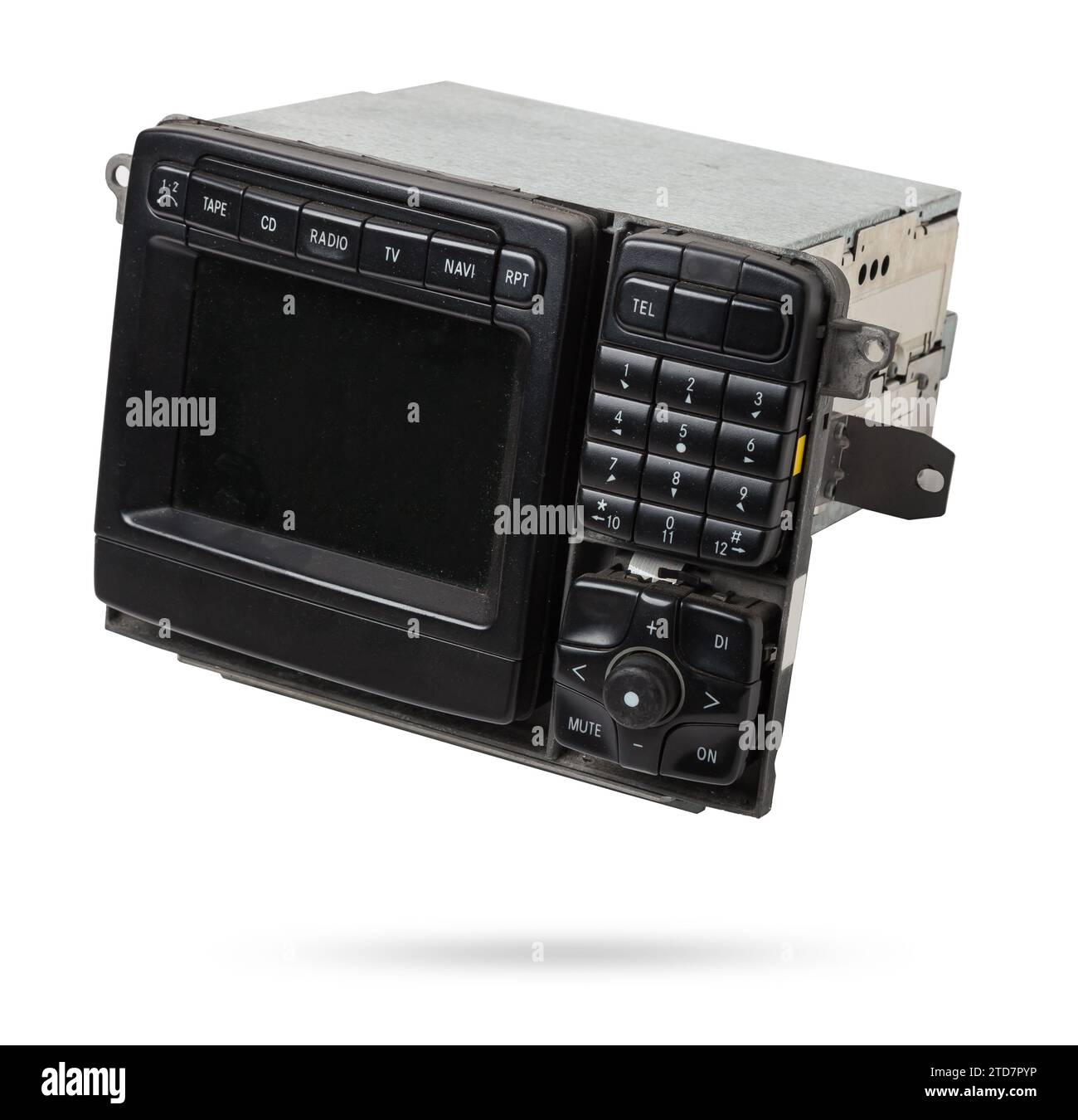 an media audio system and a radio in gray and black plastic of car with ...