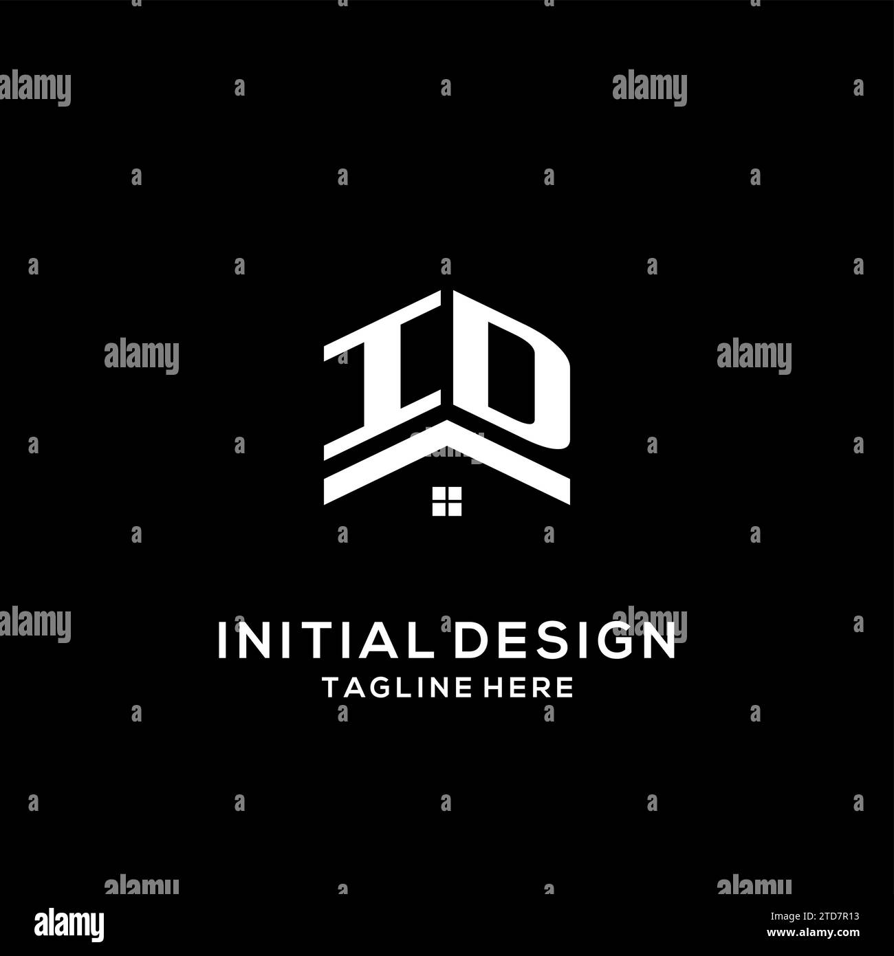 Initial ID logo with abstract home roof, simple and clean real estate ...