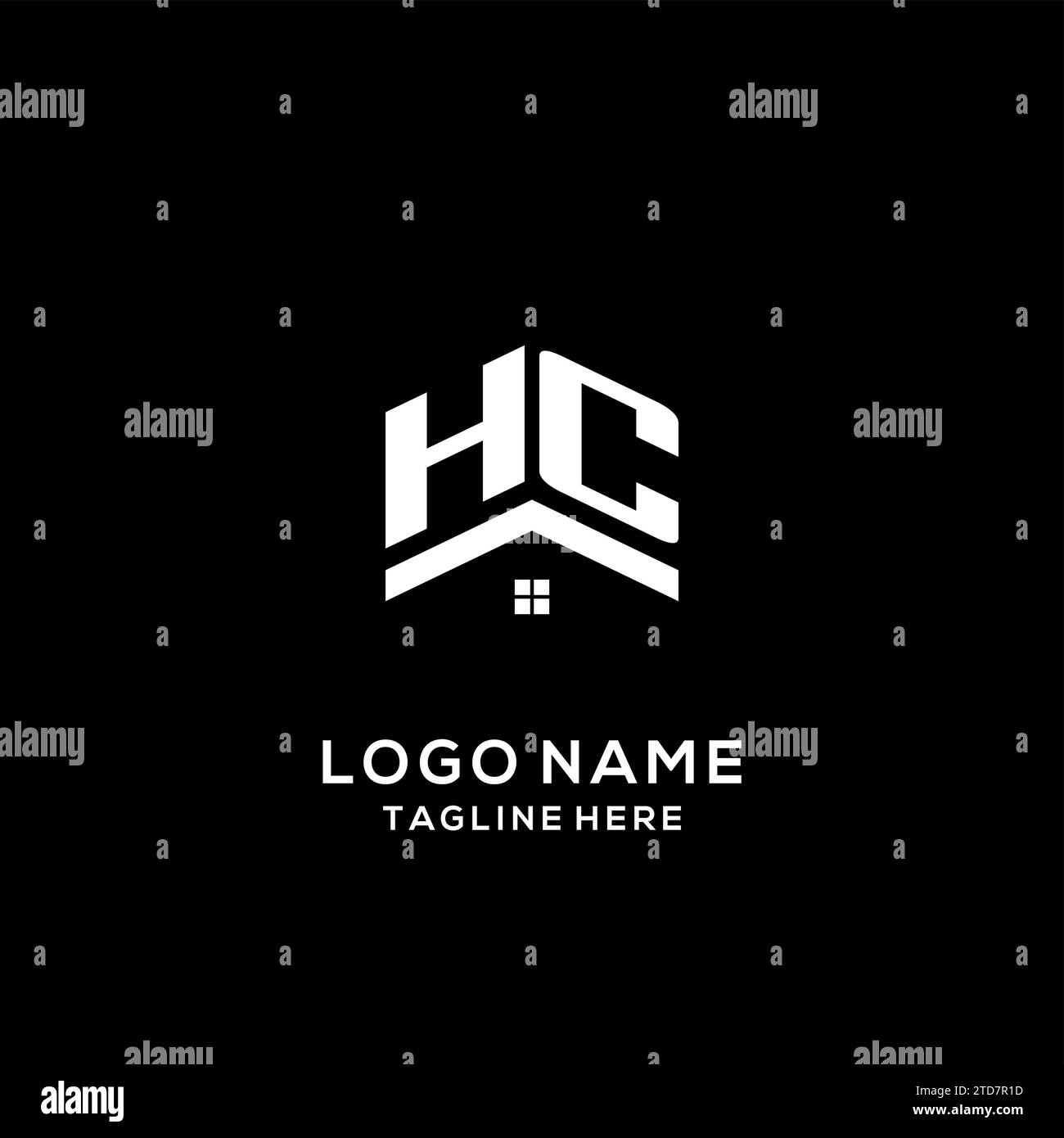 Initial HC logo with abstract home roof, simple and clean real estate ...