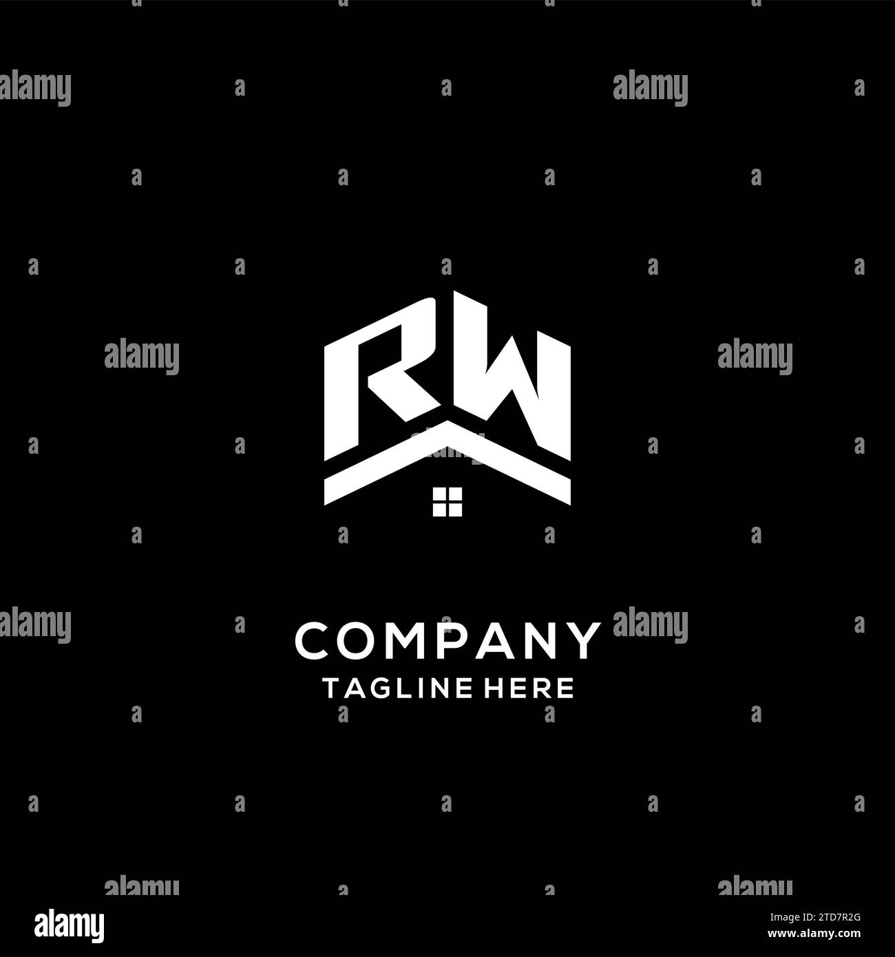 Initial RW logo with abstract home roof, simple and clean real estate ...