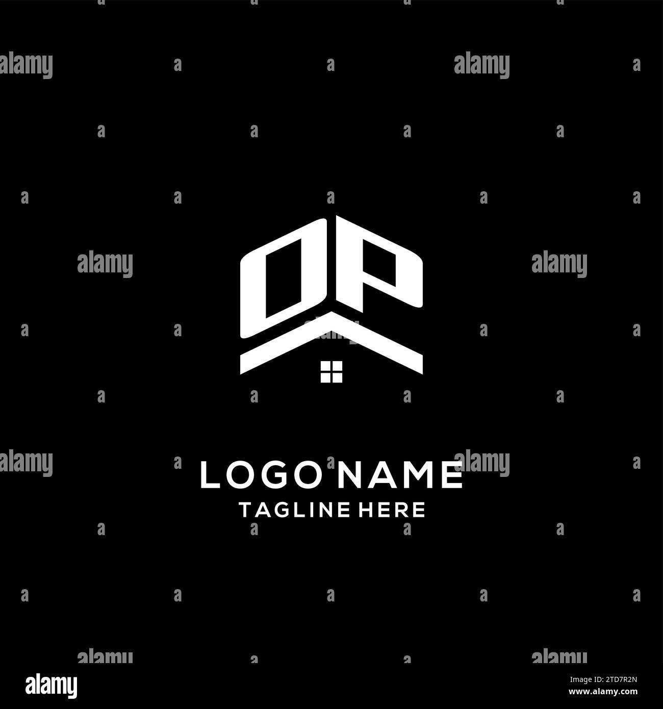 Initial OP logo with abstract home roof, simple and clean real estate ...