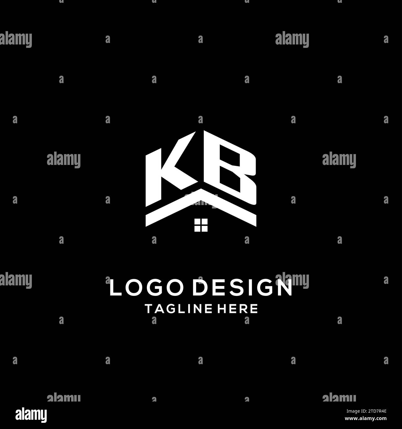 Initial KB logo with abstract home roof, simple and clean real estate ...