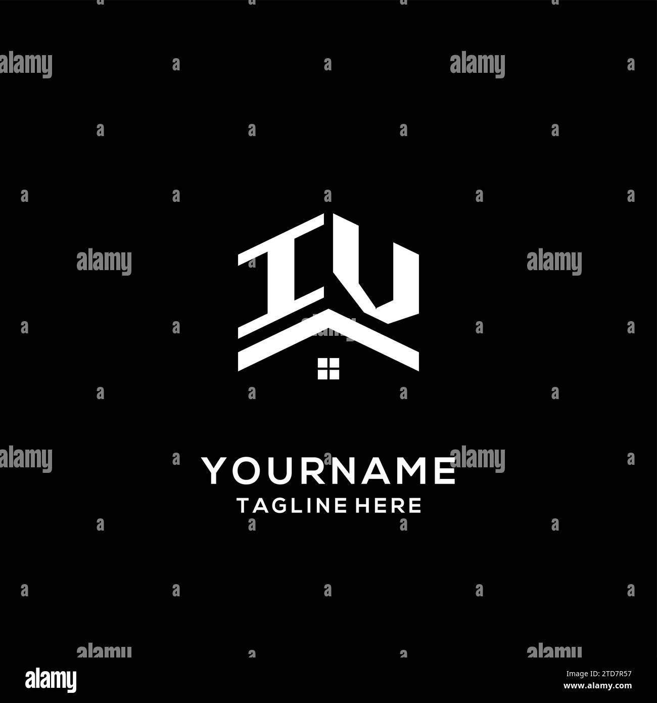 Initial IV logo with abstract home roof, simple and clean real estate ...