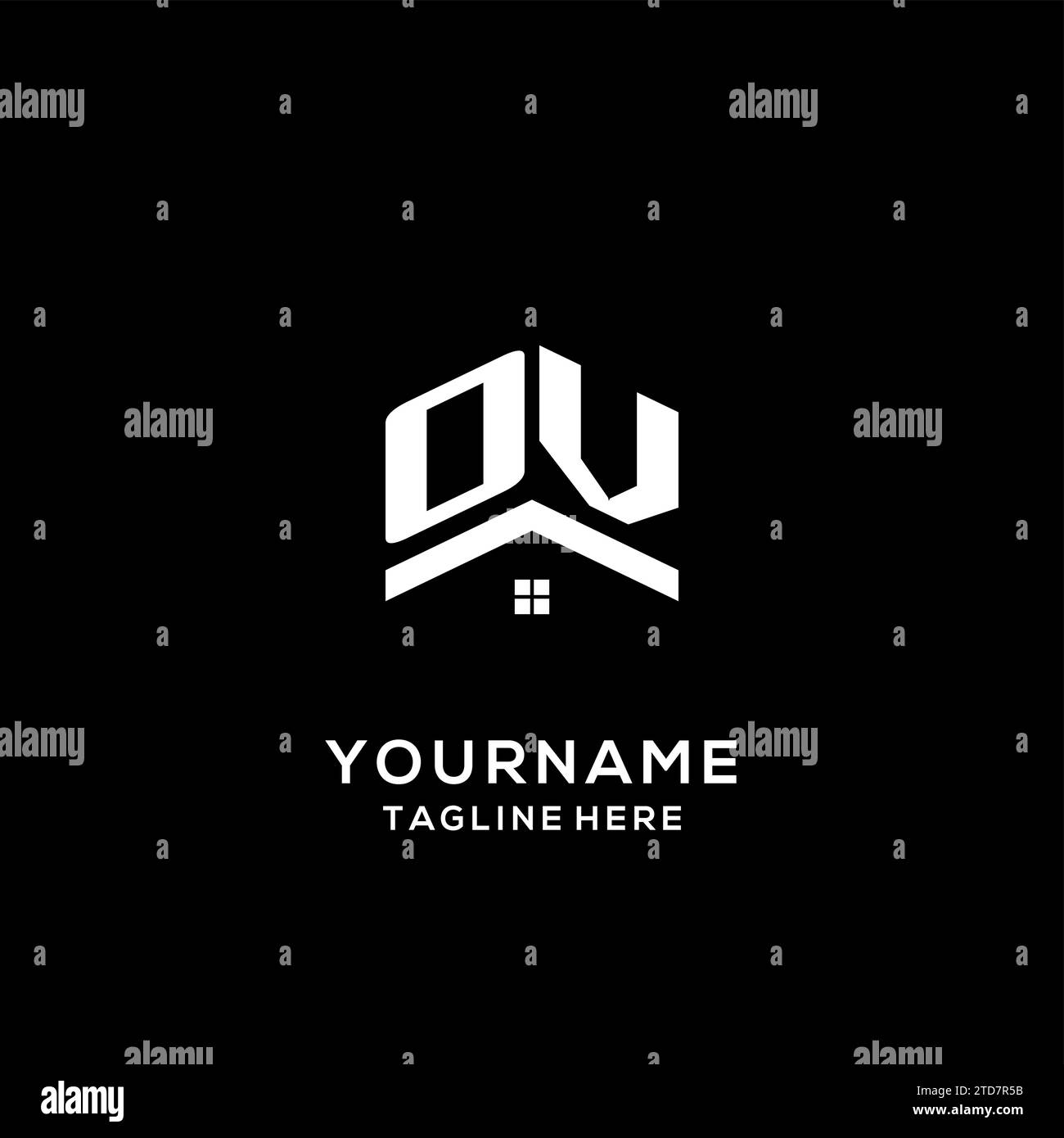 Initial OV logo with abstract home roof, simple and clean real estate ...