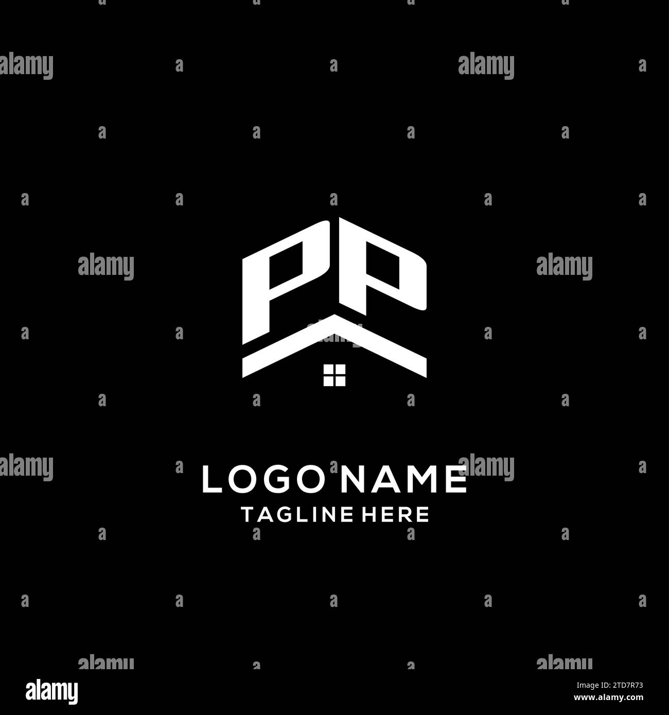 Initial PP logo with abstract home roof, simple and clean real estate ...