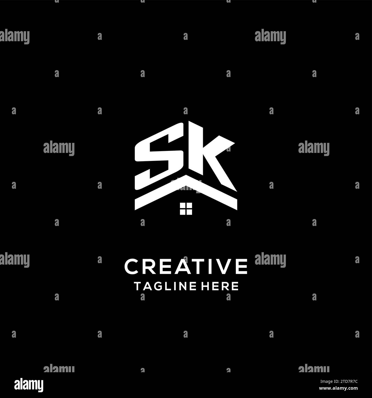 Initial SK logo with abstract home roof, simple and clean real estate ...