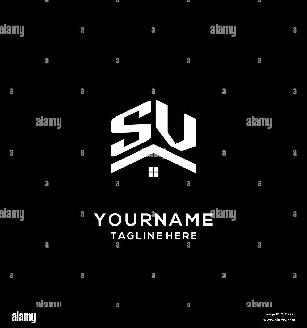 Initial SV logo with abstract home roof, simple and clean real estate ...