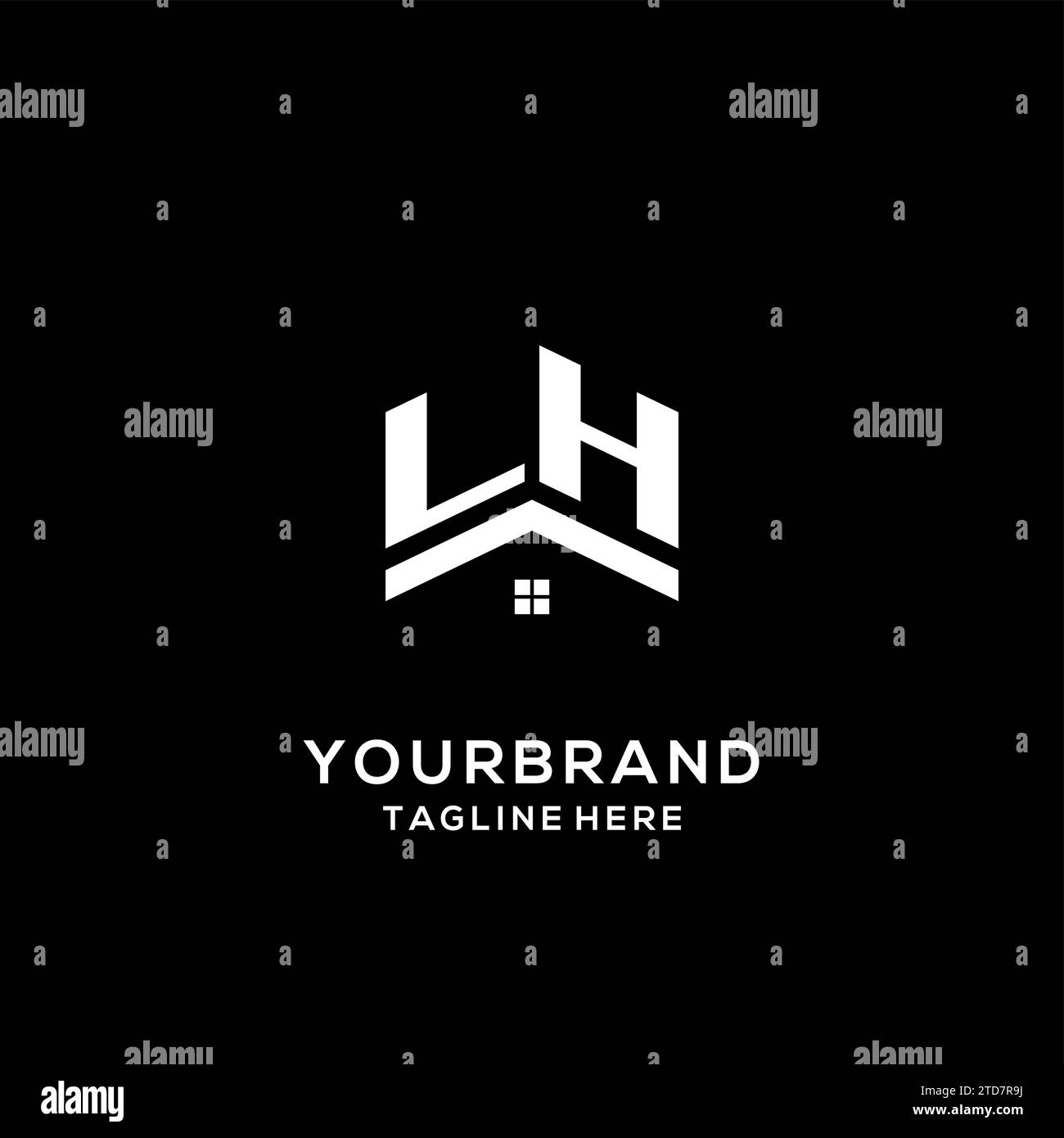 Initial LH logo with abstract home roof, simple and clean real estate ...