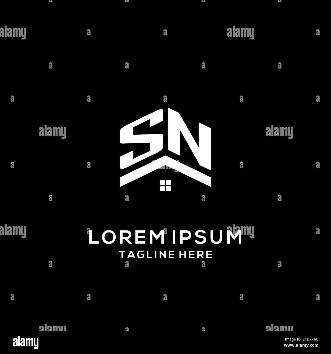 Initial SN logo with abstract home roof, simple and clean real estate ...