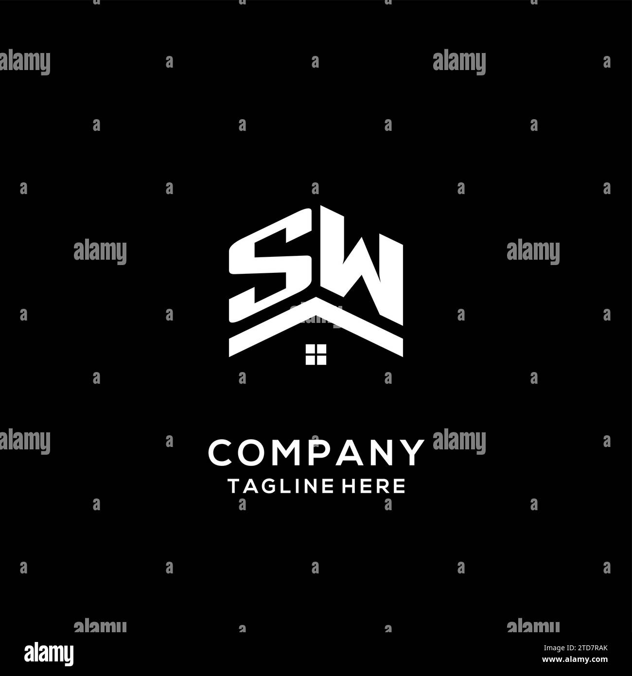 Initial SW logo with abstract home roof, simple and clean real estate ...