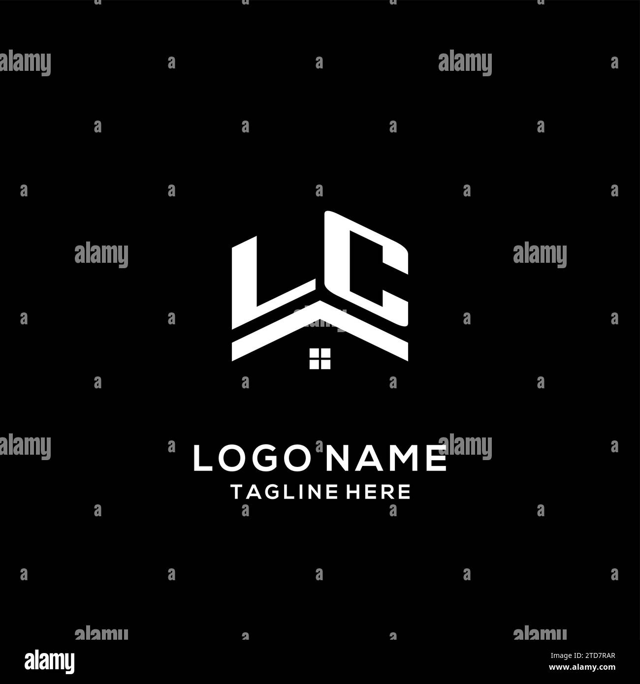 Initial LC logo with abstract home roof, simple and clean real estate ...