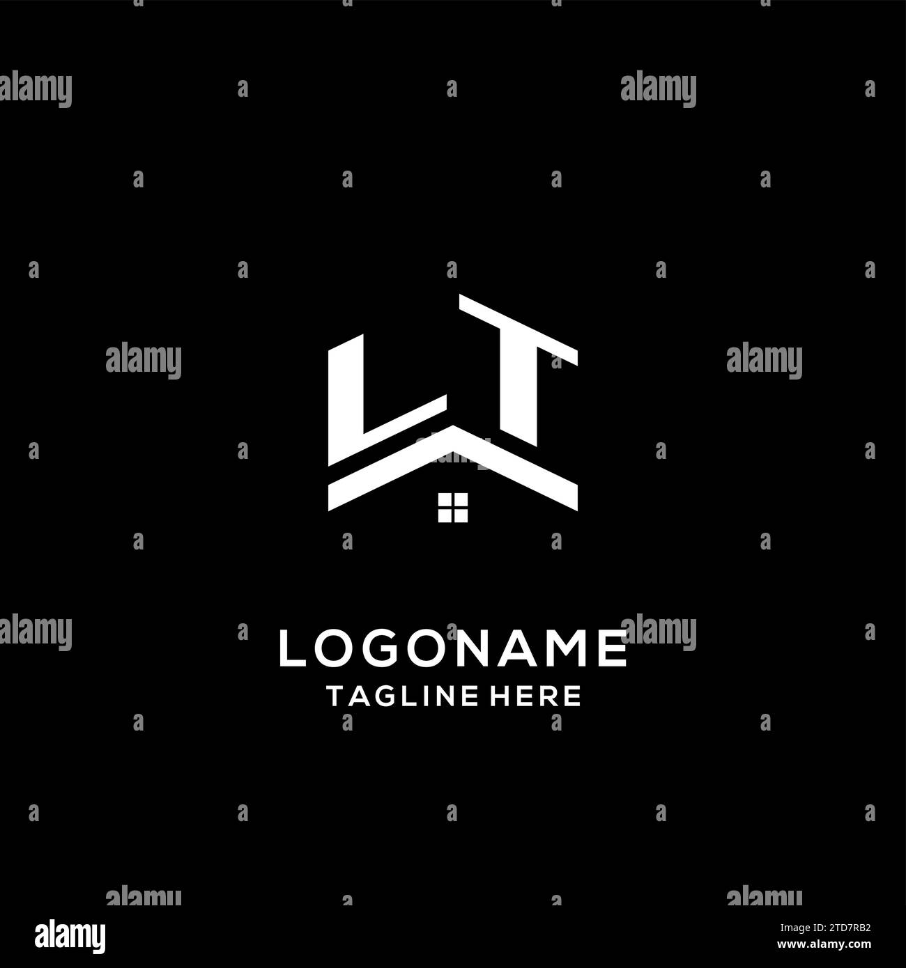 Initial LT logo with abstract home roof, simple and clean real estate ...