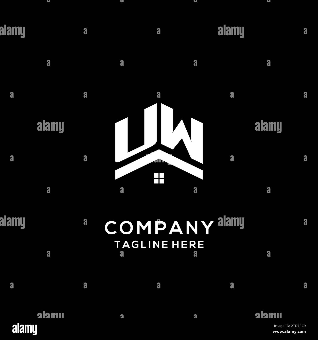 Initial UW logo with abstract home roof, simple and clean real estate ...