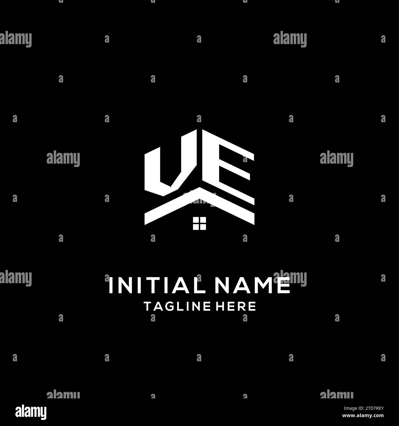 Initial VE logo with abstract home roof, simple and clean real estate ...