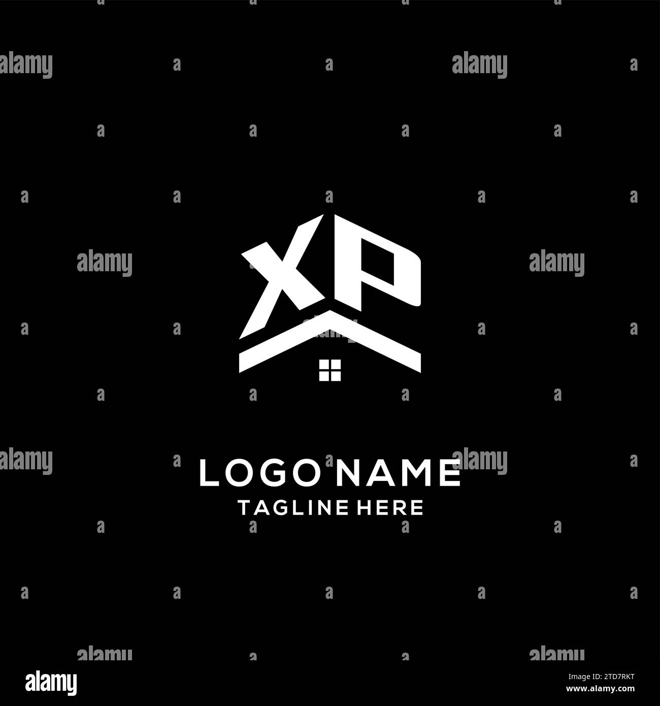Initial XP logo with abstract home roof, simple and clean real estate ...