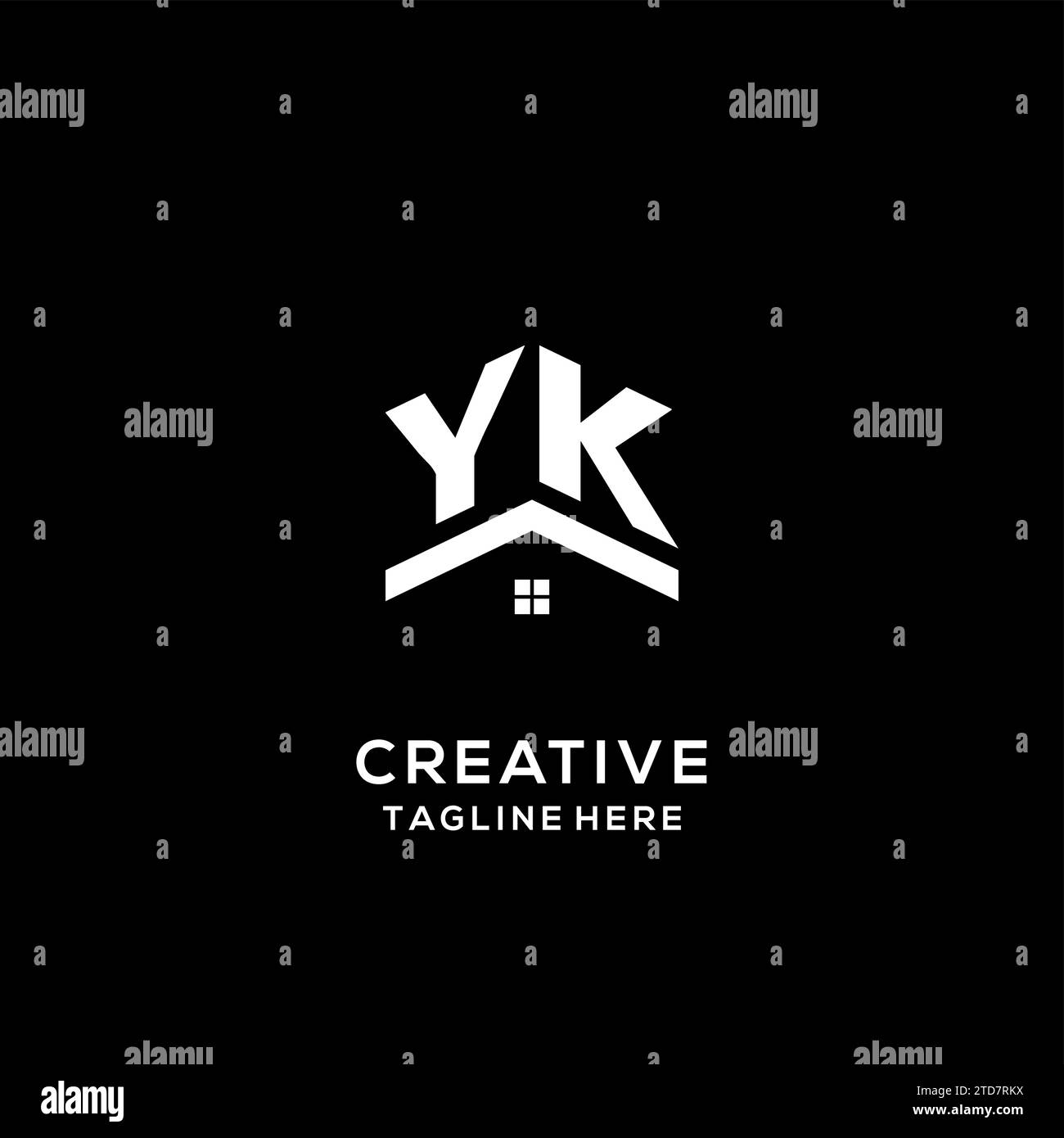 Initial YK logo with abstract home roof, simple and clean real estate ...