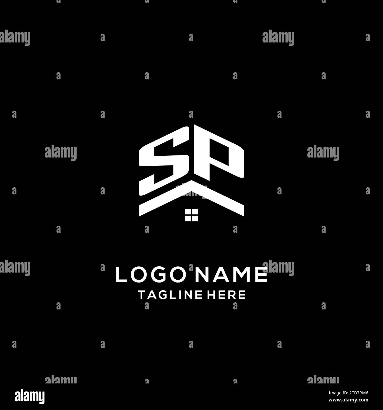 Initial SP logo with abstract home roof, simple and clean real estate ...