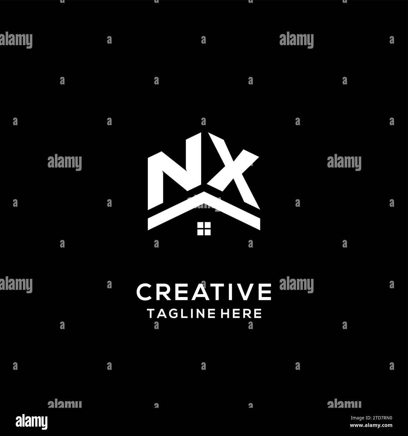 Initial NX logo with abstract home roof, simple and clean real estate ...