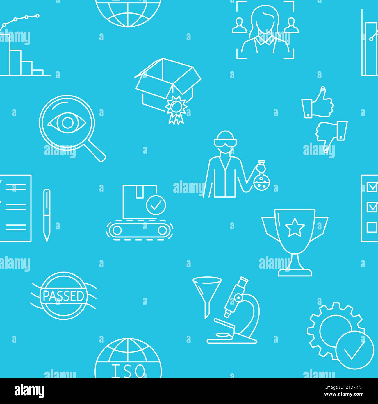 Quality control seamless pattern in line style. Production or service ...