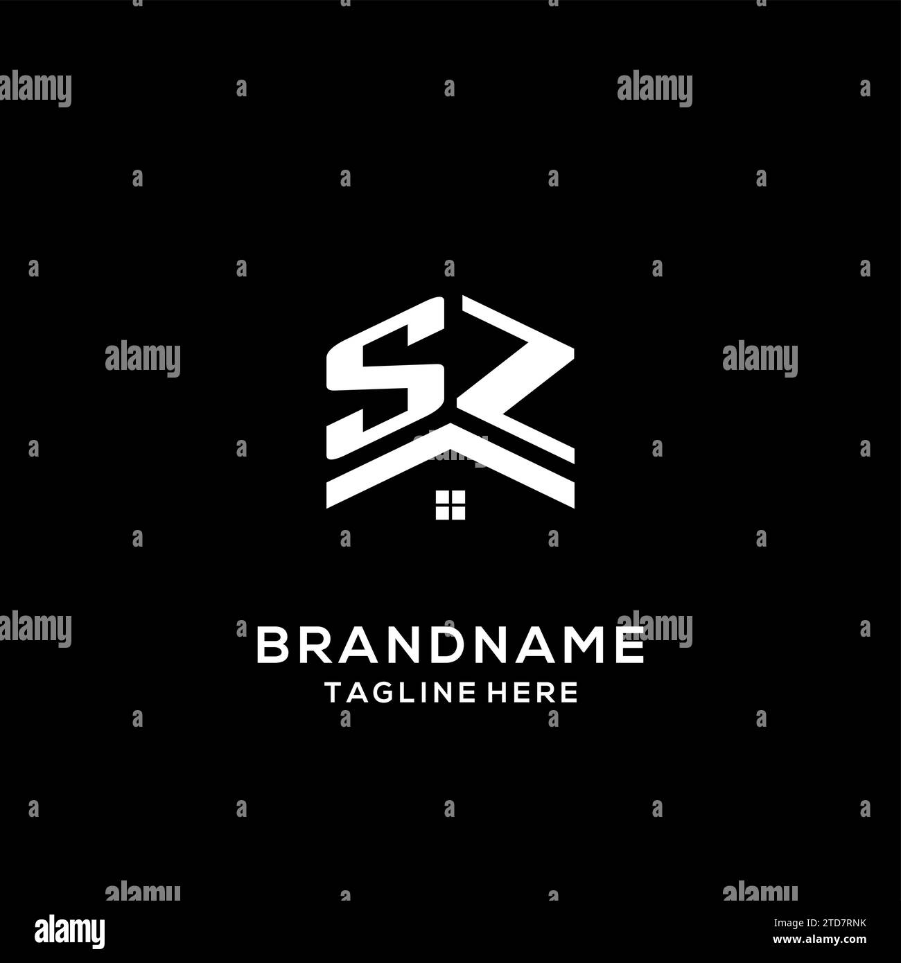 Initial SZ logo with abstract home roof, simple and clean real estate ...